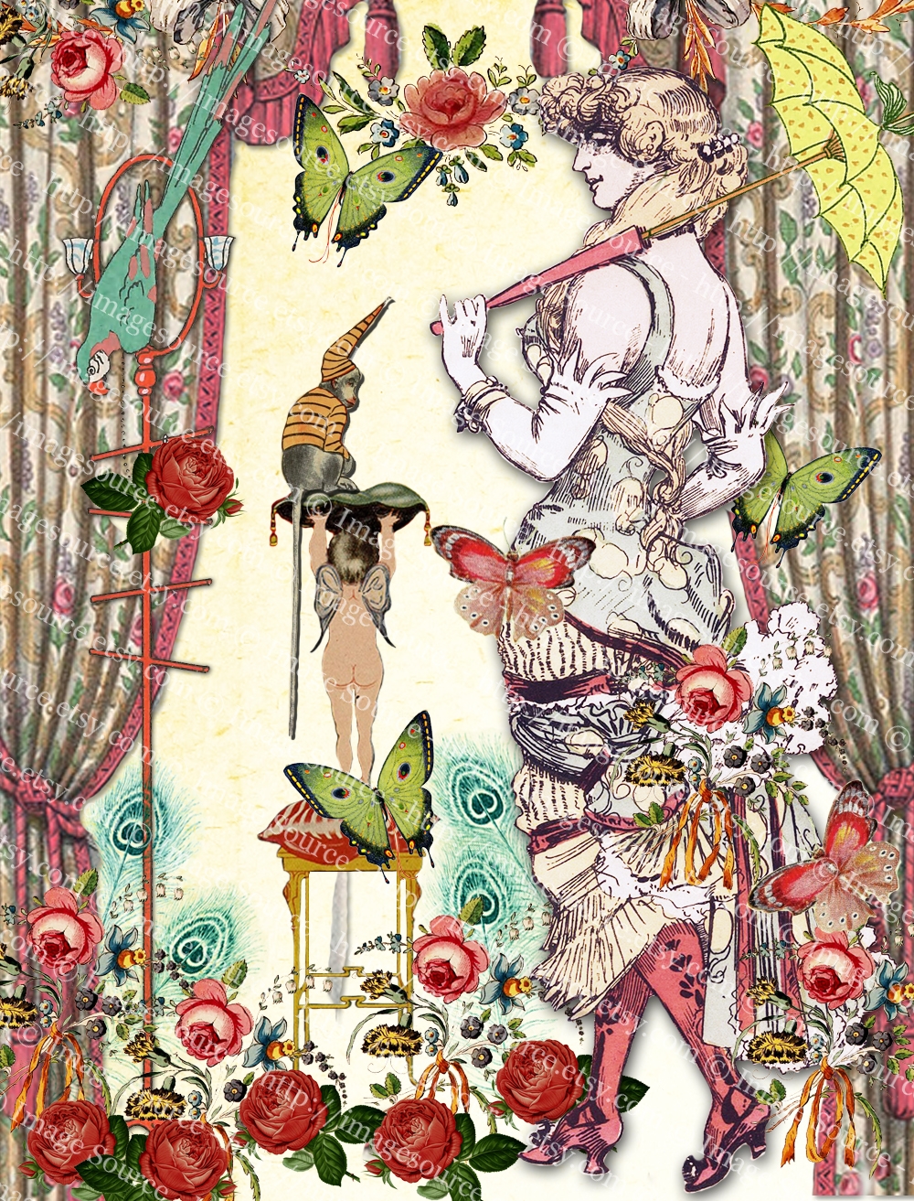 My Circus, My Monkey, Digital Collage Art by Charlotte Self ...
